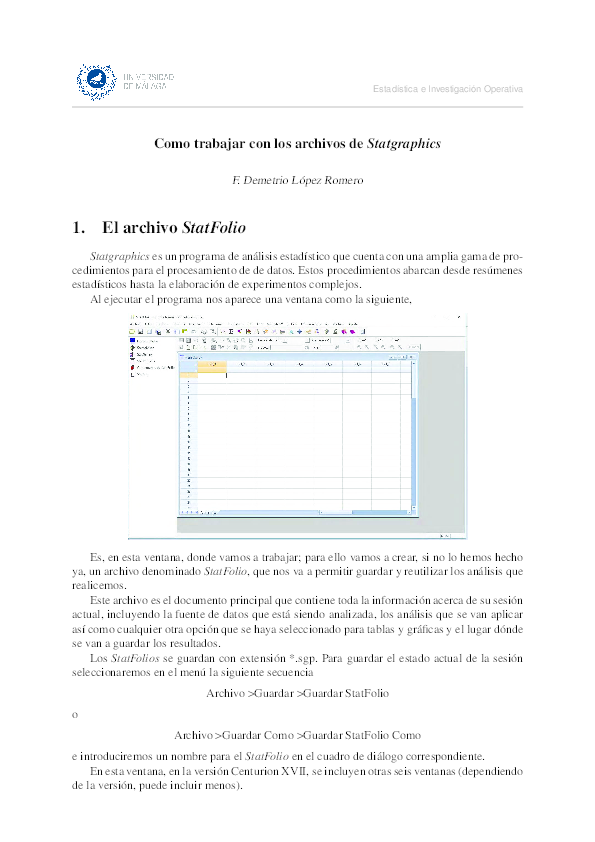 Como trabajar con los archivos de Statgraphics