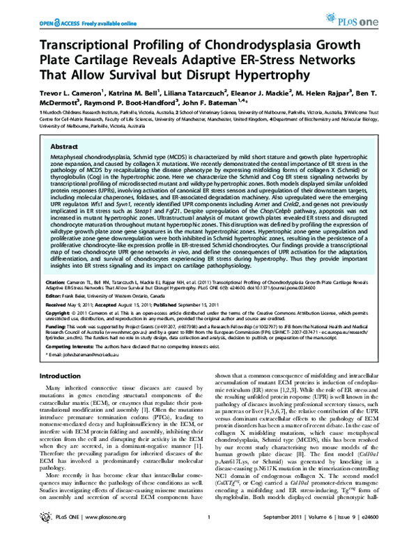 (PDF) Transcriptional Profiling of Chondrodysplasia Growth Plate ...