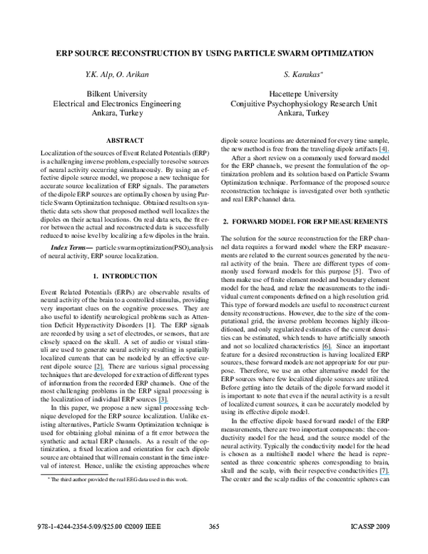 (PDF) ERP source reconstruction by using Particle Swarm Optimization