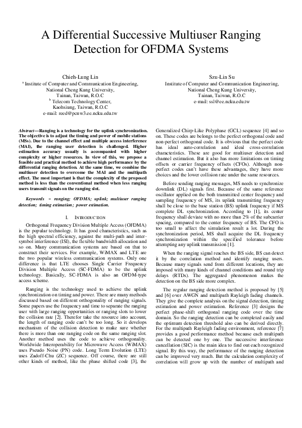 (PDF) A Differential Successive Multiuser Ranging Detection for OFDMA Systems