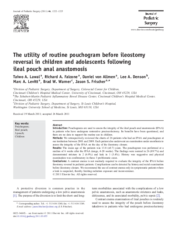 (PDF) The utility of routine pouchogram before ileostomy reversal in ...