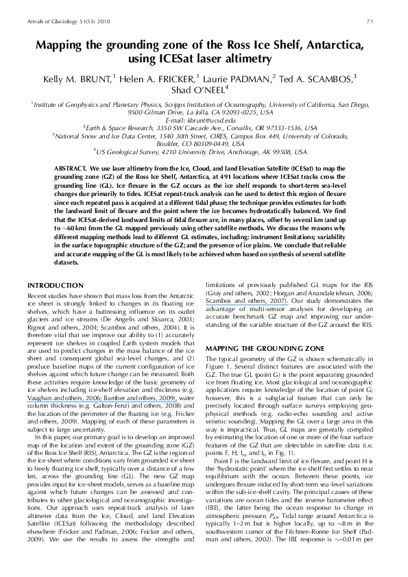(PDF) Mapping the grounding zone of the Ross Ice Shelf, Antarctica ...