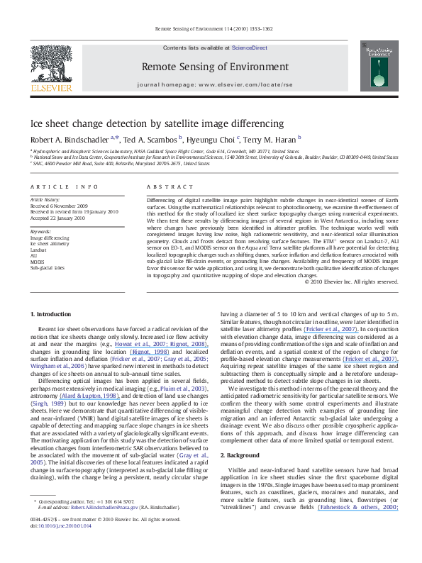 (PDF) Ice sheet change detection by satellite image differencing