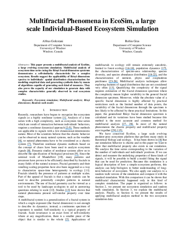 (PDF) Multifractal Phenomena in EcoSim, a large scale Individual-Based Ecosystem Simulation