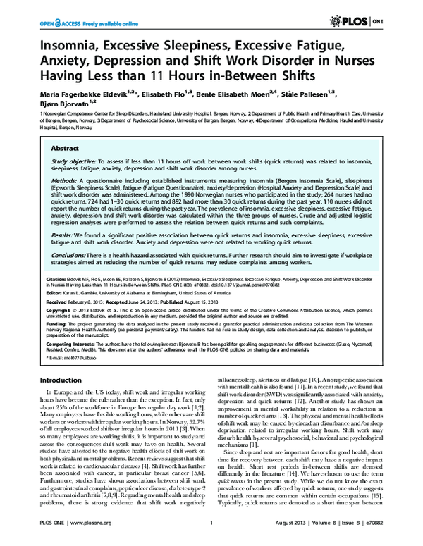 (PDF) Validity and Reliability of Shift Work Disorder Questionnaire ...