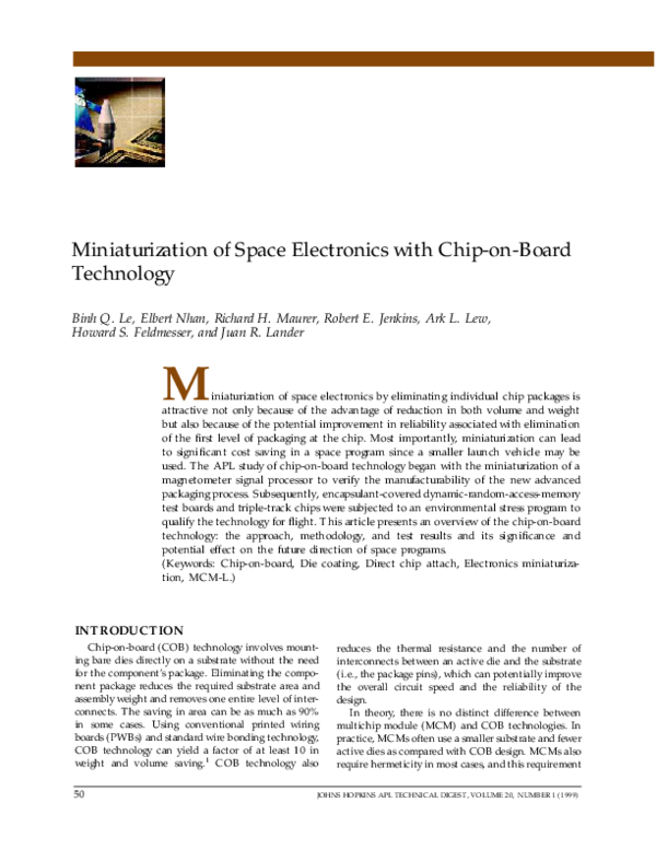 (PDF) Miniaturization of Space Electronics with Chip-on-Board Technology