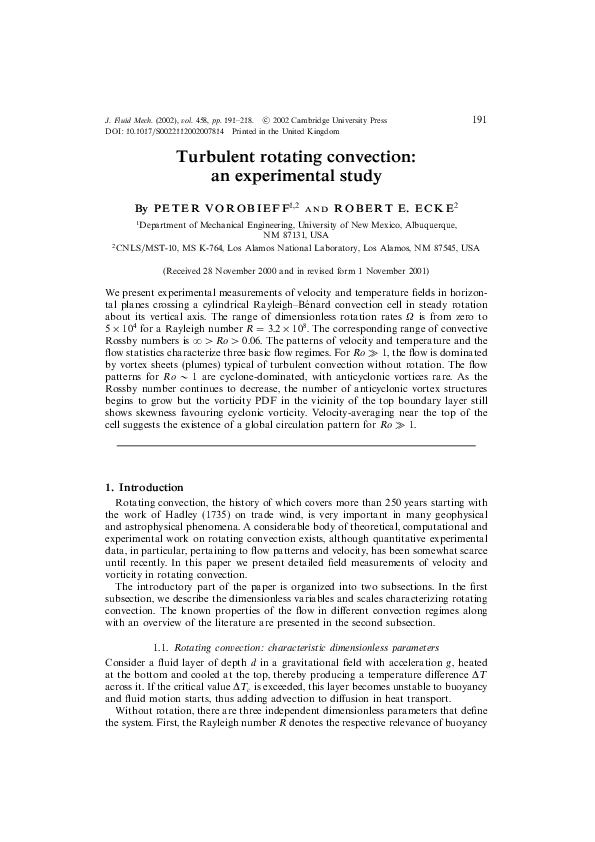 (PDF) Turbulent rotating convection: an experimental study