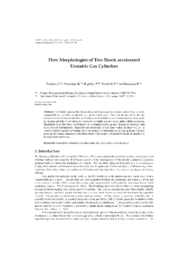 (PDF) Flow morphologies of two shock-accelerated unstable gas cylinders