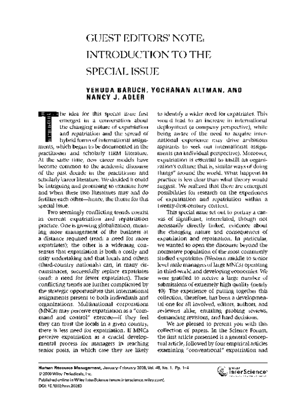 (PDF) Guest editor's note: Introduction to the special issue on human resource management in ...