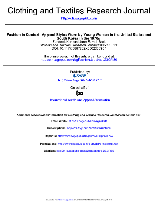 (PDF) Fashion in Context: Apparel Styles Worn by Young Women in the ...