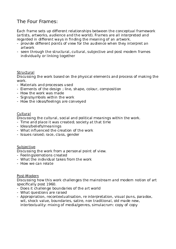 (DOC) The Four Frames