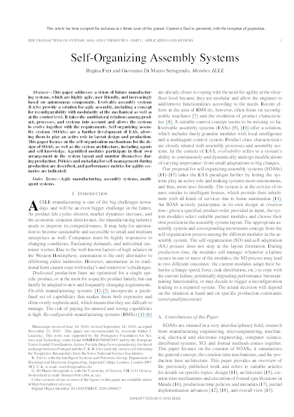 (PDF) Self-Organizing Assembly Systems