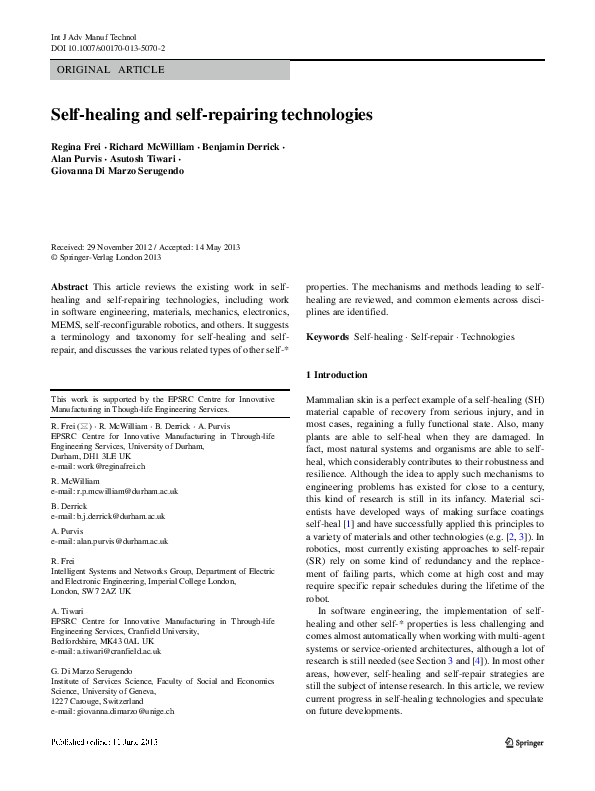 (PDF) Self-healing and self-repairing technologies