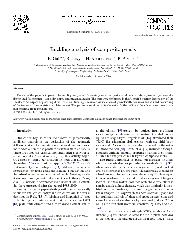 (PDF) Buckling analysis of composite panels