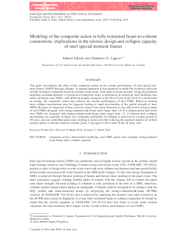 (PDF) Modeling of the composite action in fully restrained beam-to ...