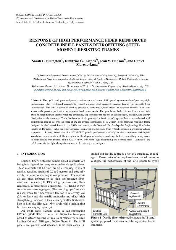(PDF) Response of High Performance Fiber Reinforced Concrete Infill ...