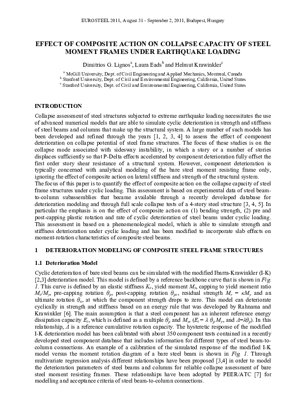 (PDF) Effect of Composite Action on Collapse Capacity of Steel Moment ...
