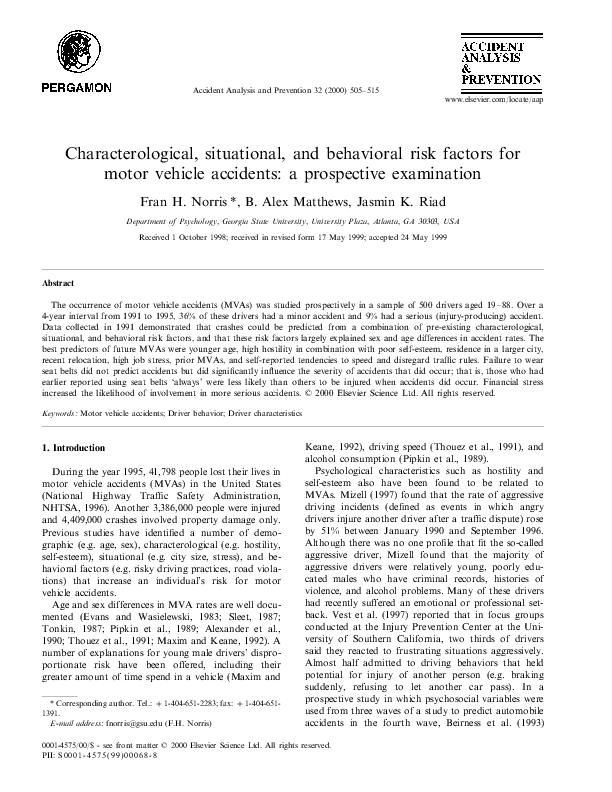 (PDF) Characterological, situational, and behavioral risk factors for ...