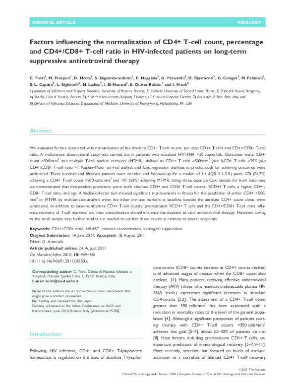 (PDF) Factors influencing the normalization of CD4+ T-cell count ...