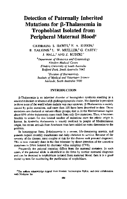 (PDF) Detection of paternally inherited mutations for beta-thalassemia ...