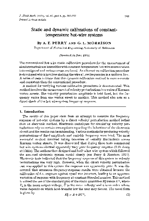 Pdf Static And Dynamic Calibrations Of Constant Temperature Hot Wire Systemsdynamic Small