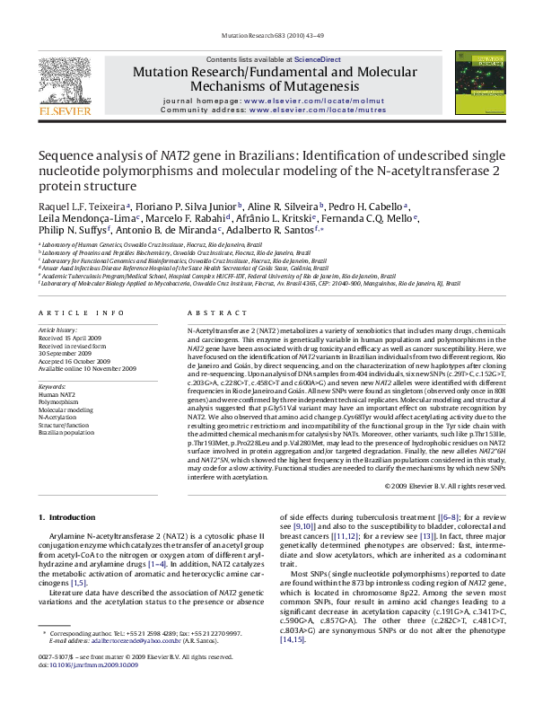 (PDF) Sequence analysis of NAT2 gene in Brazilians: identification of ...