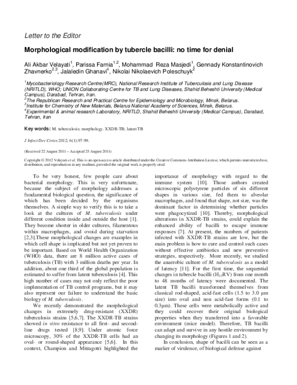 (PDF) Morphological modification by tubercle bacilli: no time for denial