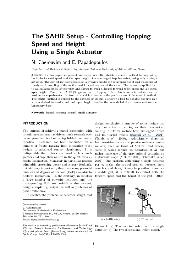 (PDF) The SAHR Setup-Controlling Hopping Speed and Height Using a ...