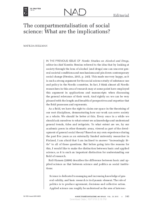 (PDF) The compartmentalization of social sciences