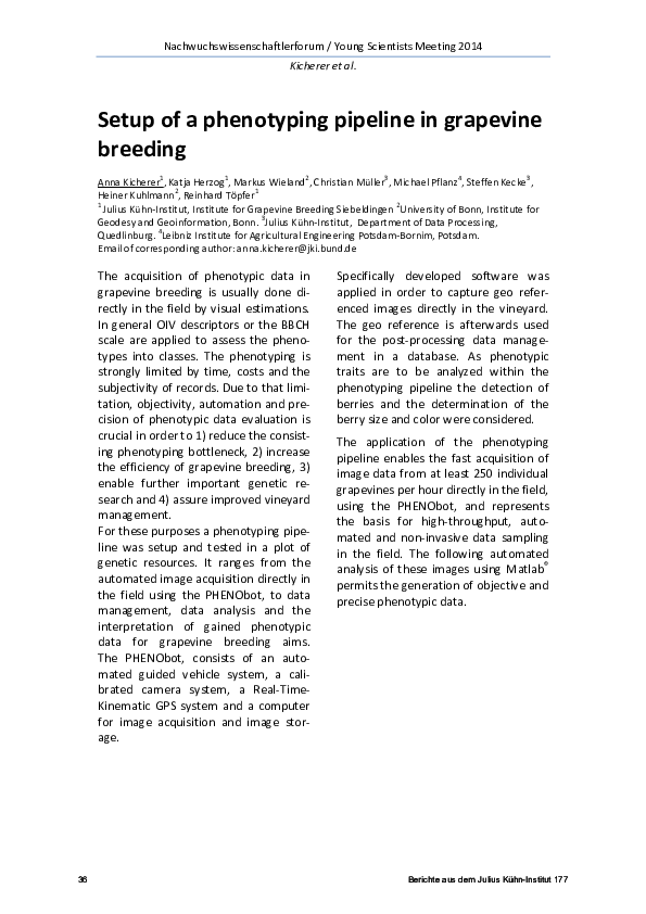 (PDF) Setup of a phenotyping pipeline in grapevine breeding