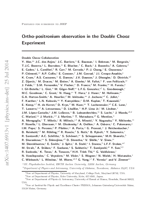 (PDF) Ortho-positronium observation in the Double Chooz experiment