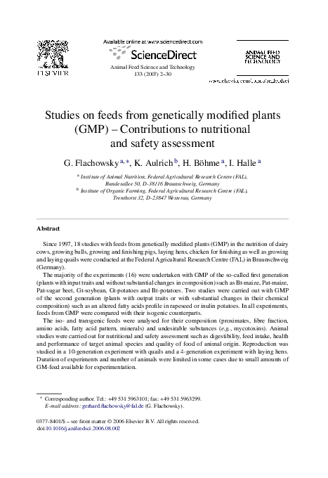(PDF) Studies on feeds from genetically modified plants (GMP ...