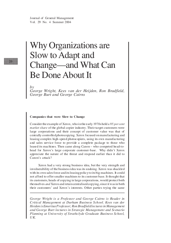 (PDF) Why Organizations are Slow to Adapt and Change—and What Can Be ...