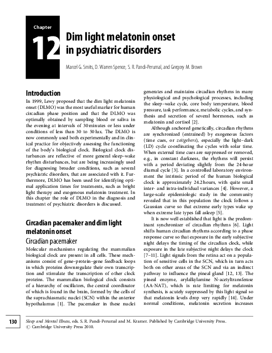 (PDF) Dim light melatonin onset (DLMO) in psychiatric disorders