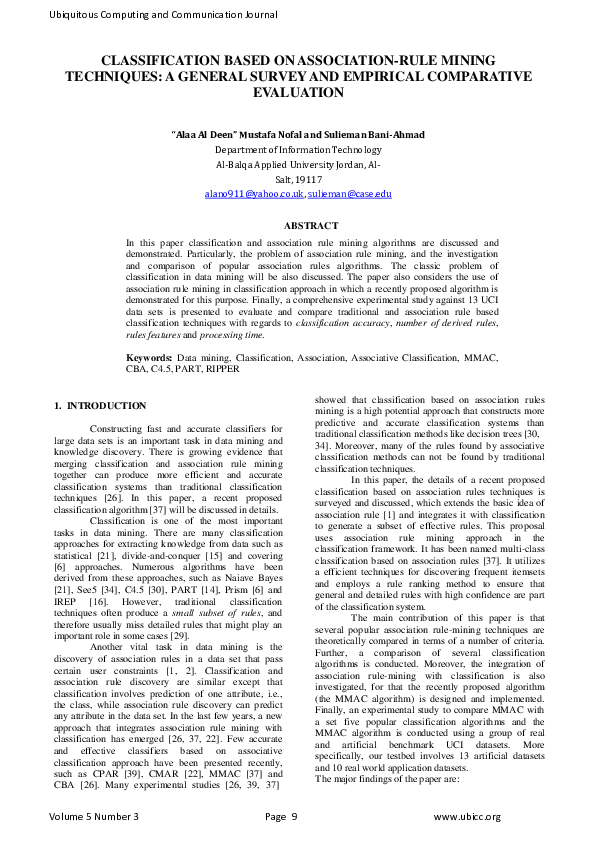 Pdf Classification Based On Association Rule Mining Techniques A General Survey And Empirical
