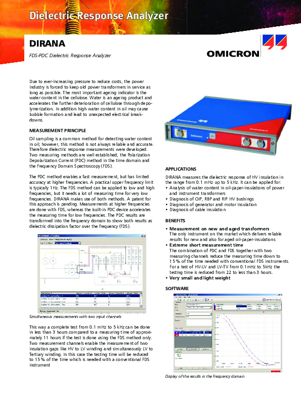 (PDF) DIRANA FDS-PDC Dielectric Response Analyzer
