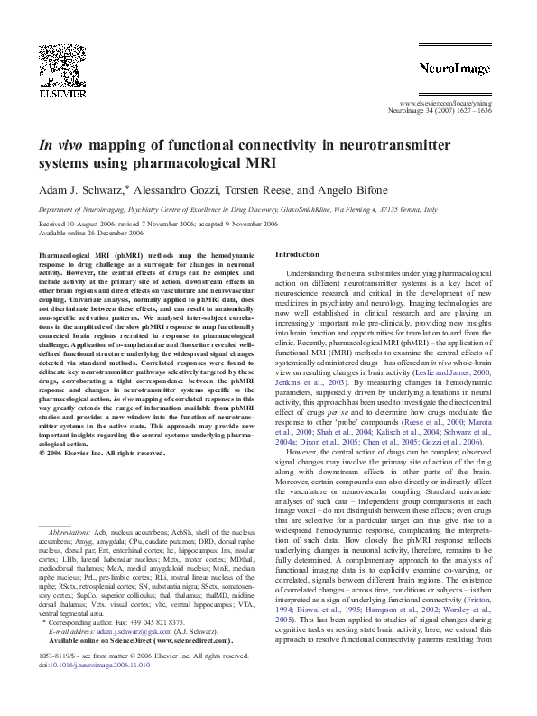 (PDF) Functional connectivity in the rat brain: a complex network approach