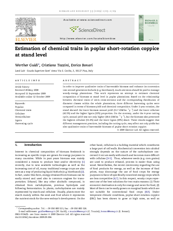 (PDF) Estimation of chemical traits in poplar short-rotation coppice at ...