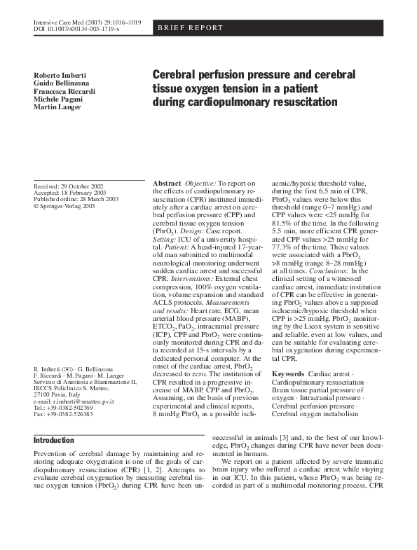 (PDF) A new paradigm of resuscitation: Perfusion-guided cardiopulmonary ...