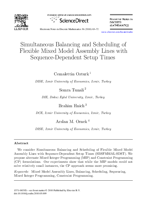 Pdf Simultaneous Balancing And Scheduling Of Flexible Mixed Model Assembly Lines With Sequence