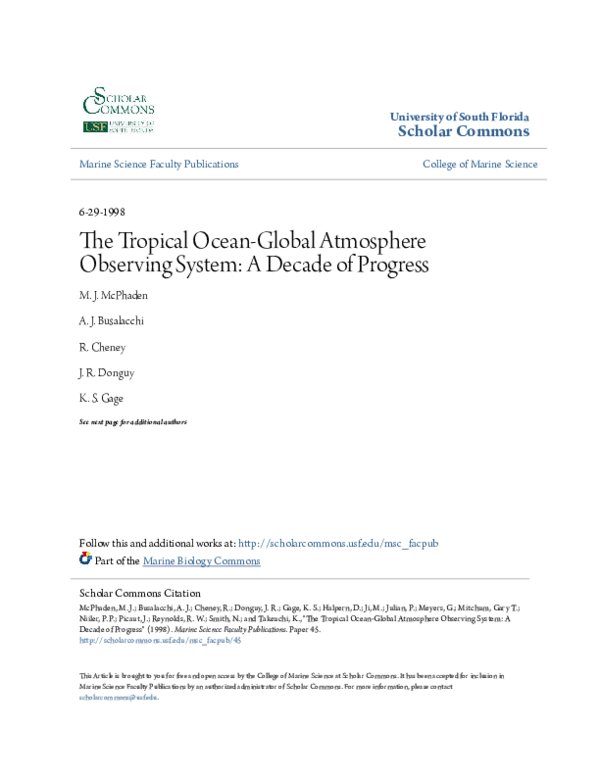 (PDF) The Tropical Ocean‐Global Atmosphere observing system: A decade ...