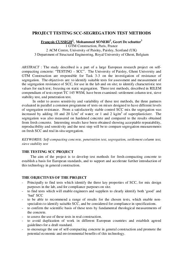 (PDF) Evaluation of the Segregation Resistance of Fresh Self-Compacting ...