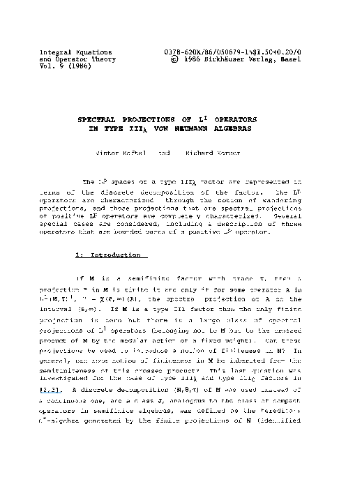 (PDF) Spectral projections of L1 operators in type III? von Neumann ...