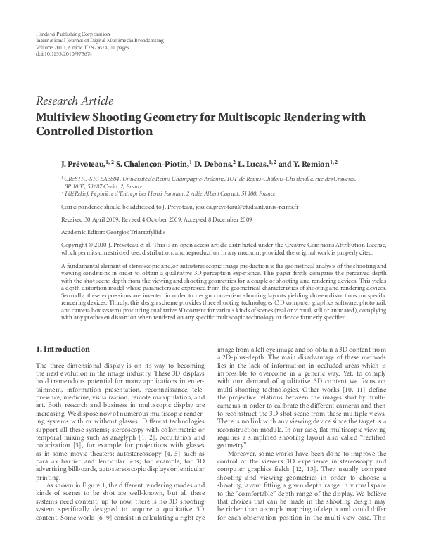 (PDF) Multiview Shooting Geometry for Multiscopic Rendering with Controlled Distortion | Jessica ...