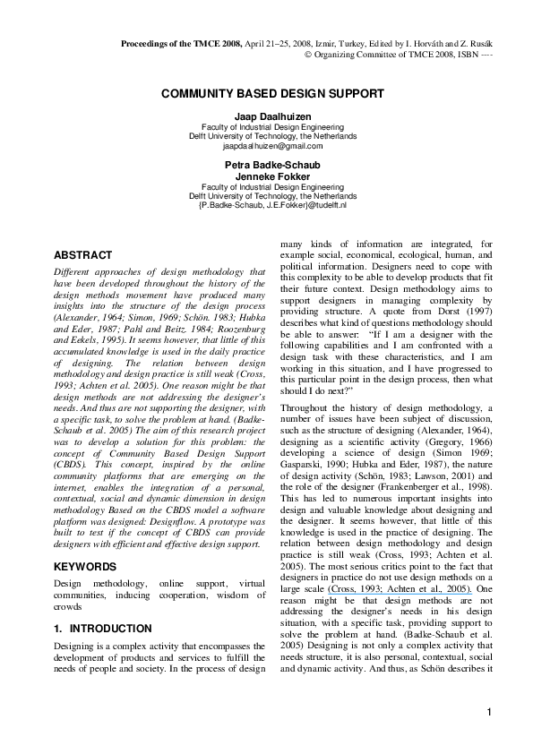 (PDF) Community based design support