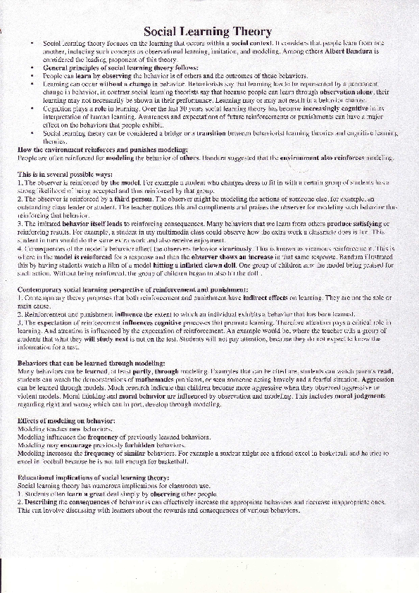 (PDF) Social Learning Theory