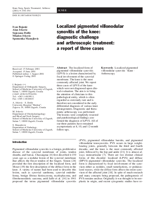 (PDF) Localized pigmented villonodular synovitis of the knee ...
