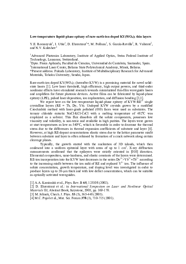 (PDF) Low-temperature liquid phase epitaxy of rare-earth-ion doped KY ...
