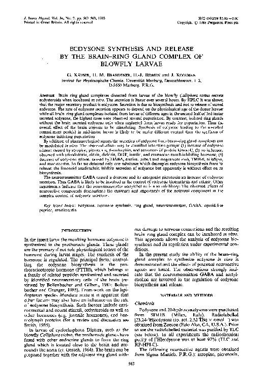 (PDF) Ecdysone synthesis and release by the brain-ring gland complex of ...