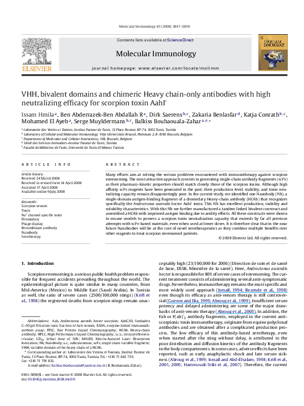 (PDF) VHH, bivalent domains and chimeric Heavy chain-only antibodies ...